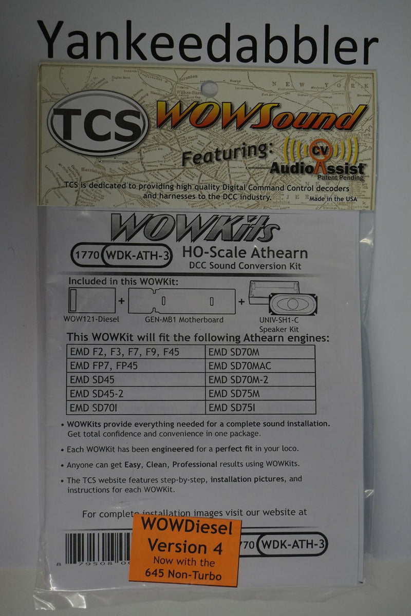 1770 TCS Train Control Systems / WDK-ATH-3 DCC WOW Sound Cnvrsn (SCALE – YankeeDabbler