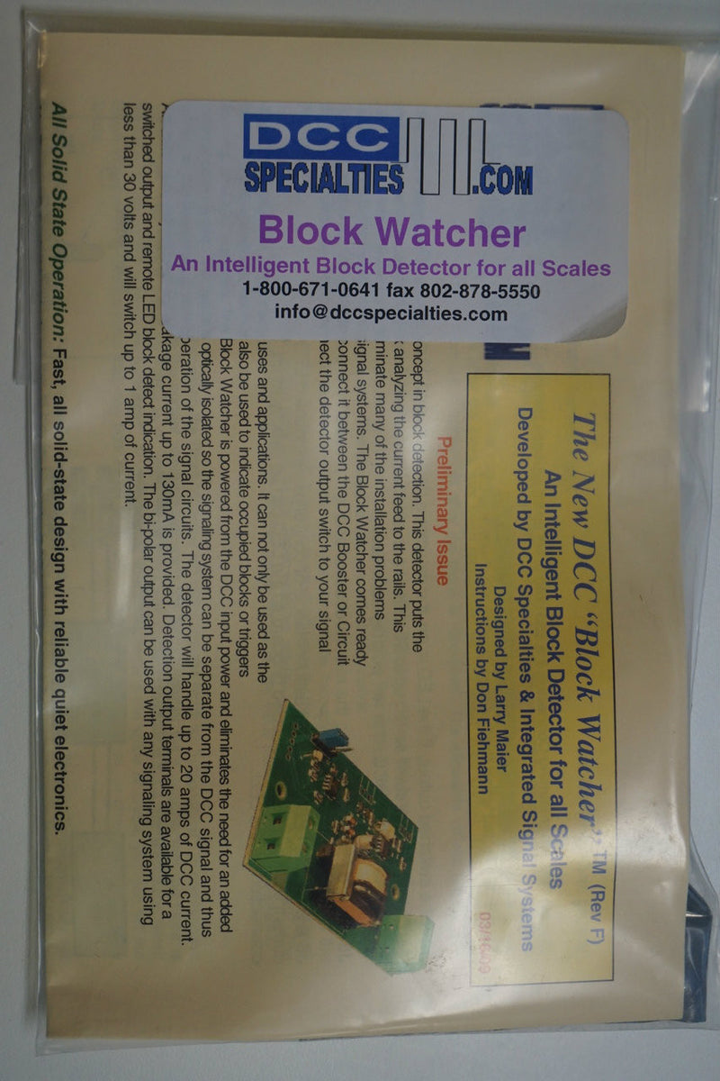DCC SPECIALTIES 246-BLOCKWATCHER - BlockWatcher(TM) Block Detection Un ...