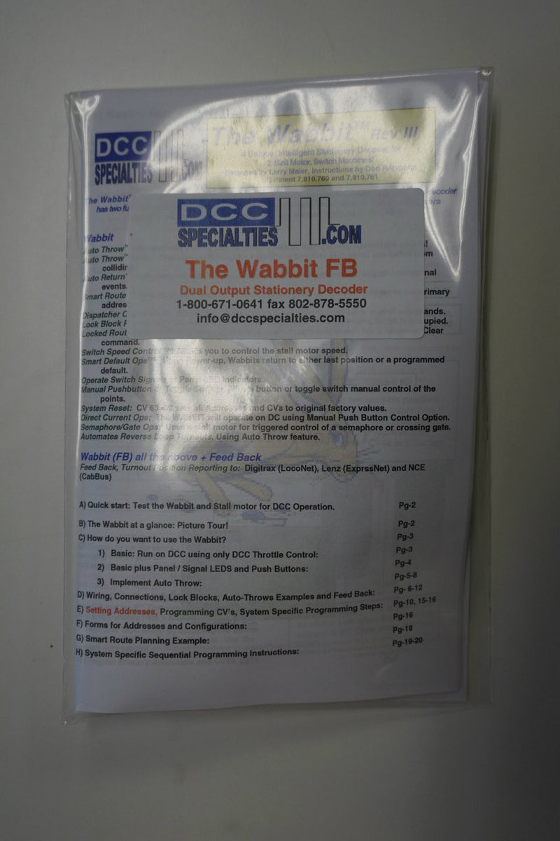 DCC SPECIALTIES 246 WABBITFB - The Wabbit "- Dual Output Stationary De ...