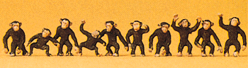 Preiser 20388 90N Animals -- Monkeys (brown) pkg(10) HO Scale ...
