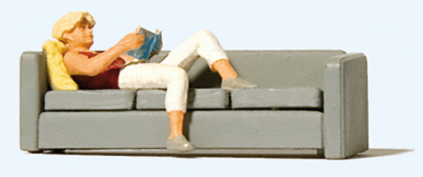 Preiser 28179 Recreation & Sports -- Woman Reading on Sofa HO Scale ...