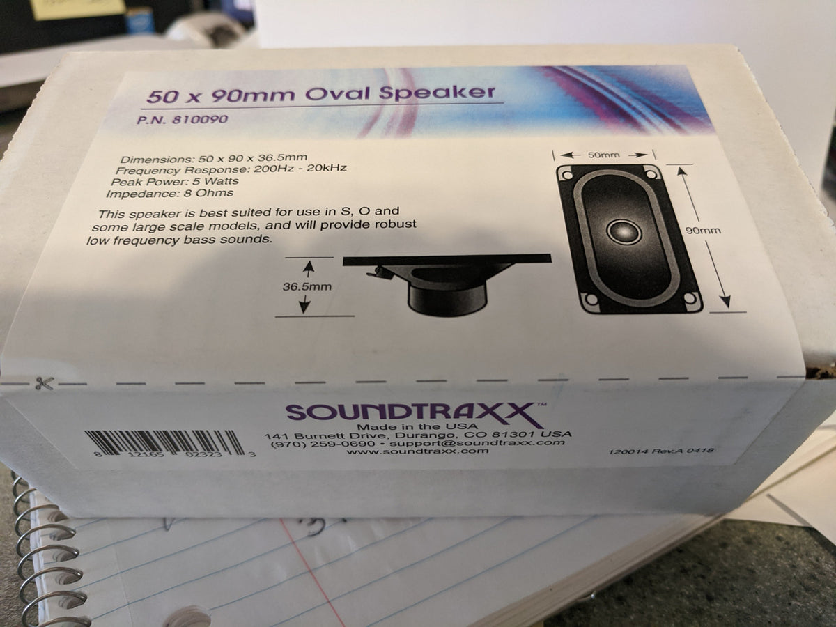 810090 Soundtraxx / 50-90mm Oval Speaker, 5 WATT - 8 Ohm Bass (SCALE=O ...