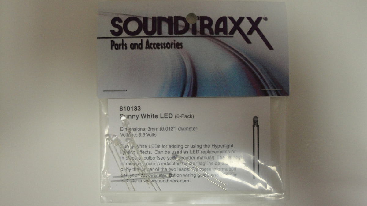 810133 Soundtraxx / 3mm LED 6-Pack, Sunny White, 3 (SCALE=ALL) Part ...