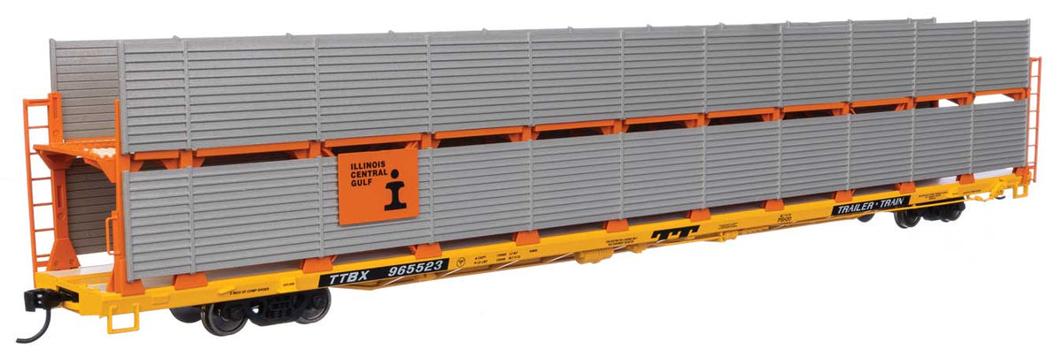 Walthers 8115 89' Flatcar w/Bi-Level Shielded Auto Rack - Ready to Run ...