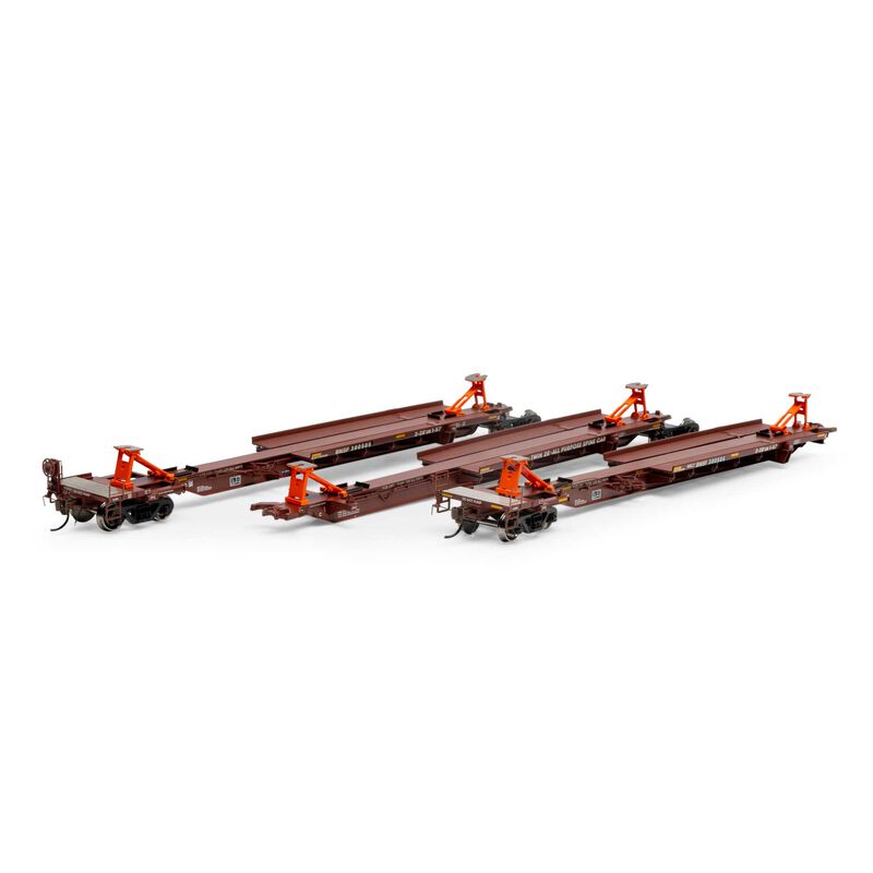 Athearn ATH41098 57' Trinity Spine Car 3 car set BNSF #300505 HO Scale ...