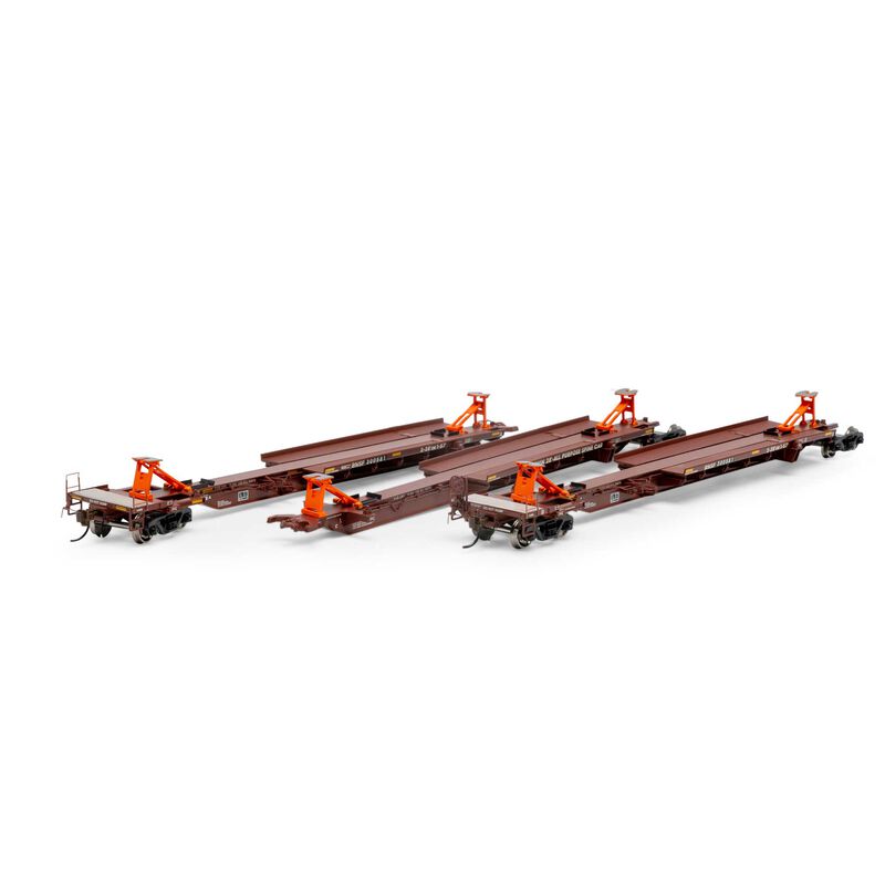 Athearn ATH41102 57' Trinity Spine Car 3 car set BNSF #300581 HO Scale ...