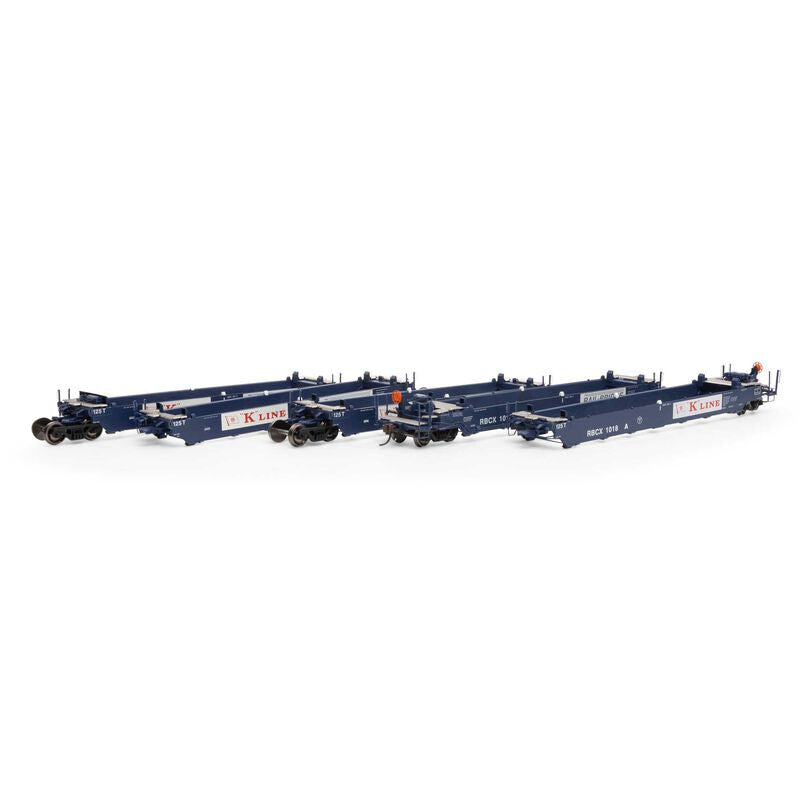 Athearn ATH98928 RTR Maxi I Well Cars, K-Line RBCX #1018 (5 car set) H ...
