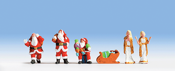 Noch 15920 Christmas Figures -- 3 Santas, Child on Knee, 2 Helpers & S ...