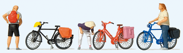 Preiser 10659 Cyclists' Short Break w/Bikes -- pkg(3) HO Scale ...