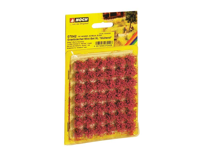 Noch 07042 Grass Tufts XL -- Blooming Red Flowers 3/8" 9mm Fiber Tufts ...