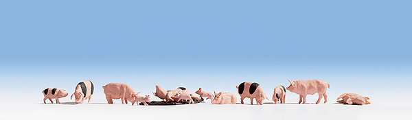 Noch 15712 Pig Sty -- Laser-Cut Kit w/12 Pigs, Wood Fencing & Hay HO S ...