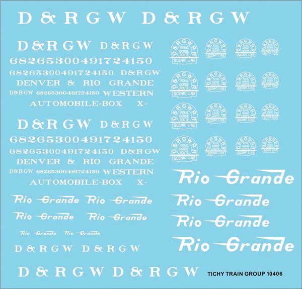Tichy Train Group 10406 Railroad Decal Set -- Denver & Rio Grande West ...