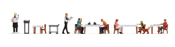 Noch 16246 Restaurant Figure Set -- 7 Figures, 4 Tables, 6 Chairs, Ser ...