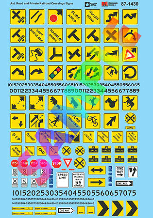 Microscale 87-1430 Sign Decal Set -- Misc. Road Signs, Parking Signs ...