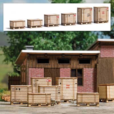 Busch 1811 Wood Pallets & Crates - Laser-Cut Wood Kit -- 6 of Each HO ...